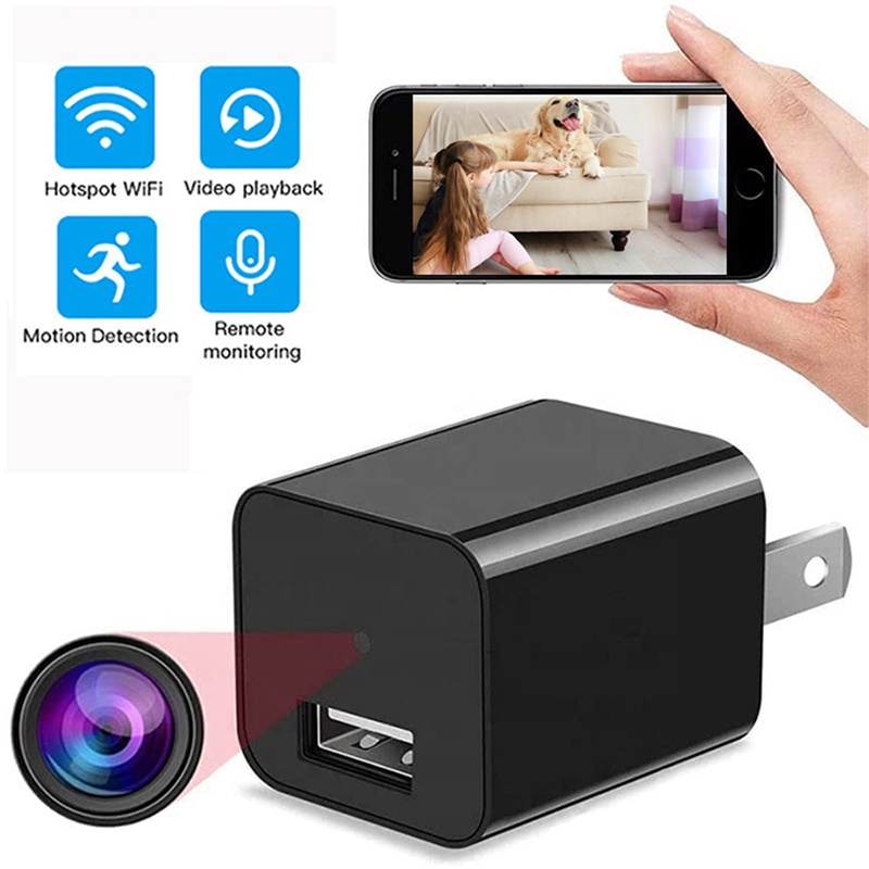 Mini Camera HD 1080p Wireless USB Wall Charger Cameras Wifi Voice Video ...