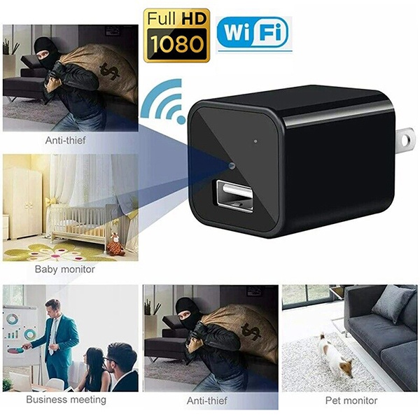 Mini Camera HD 1080p Wireless USB Wall Charger Cameras Wifi Voice Video ...