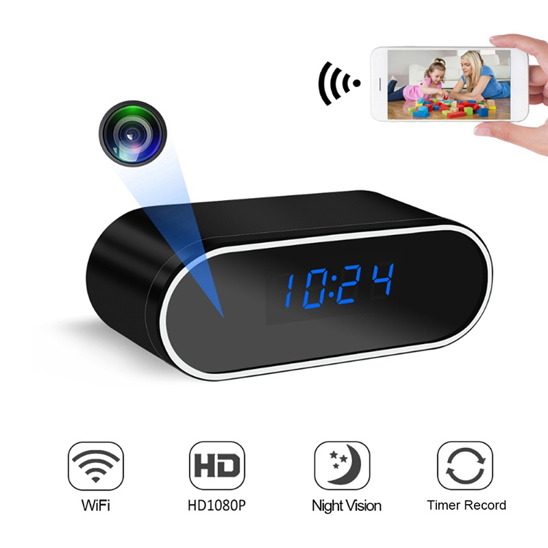 Mini Wifi Camera 1080P HD Wireless Micro Clock Cam IR Night View Alarm ...