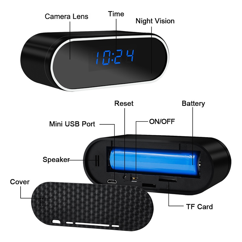 Mini Wifi Camera 1080P HD Wireless Micro Clock Cam IR Night View Alarm ...