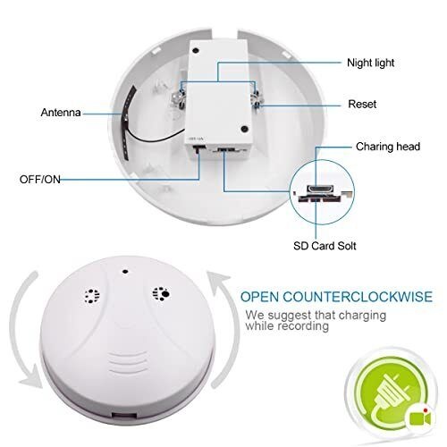 Hidden Camera Smoke Detector Remote Controller Motion Detection HD ...